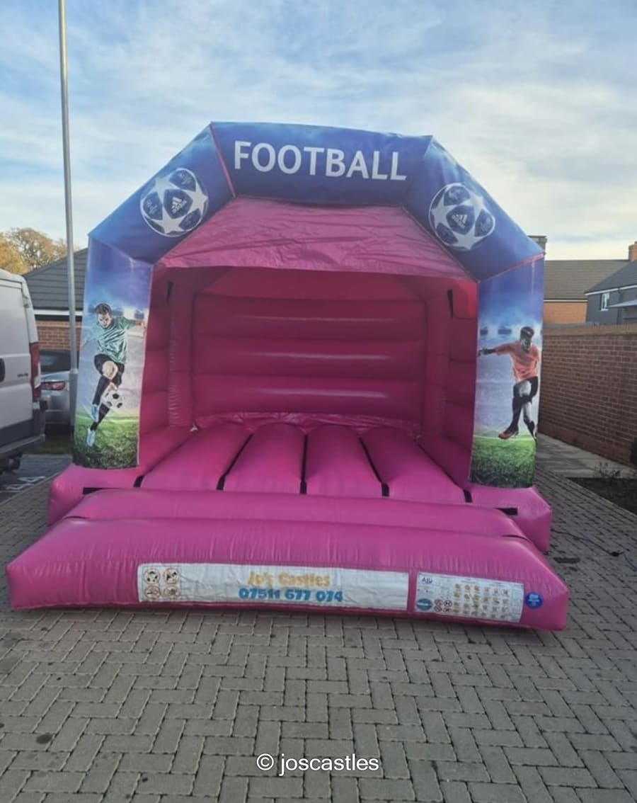 Pink Football castle - Hire in colchester | joscastles